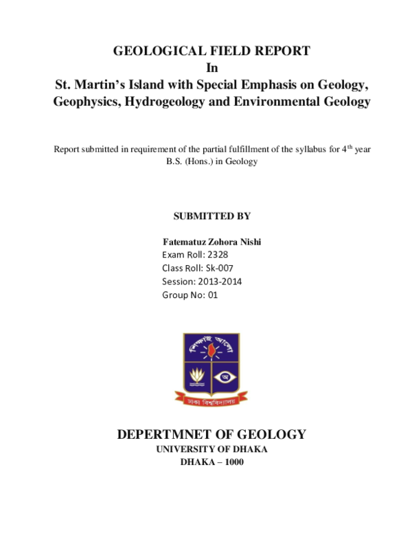 (PDF) Comprehensive Geological Field Report on St. Martin's Island of ...