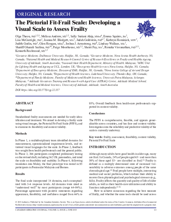 (PDF) The Pictorial Fit-Frail Scale: Developing a Visual Scale to ...