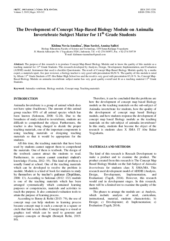 (PDF) The Development of Concept Map-Based Biology Module on Animalia ...