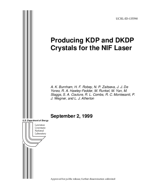 (PDF) Producing KDP and DKDP crystals for the NIF laser