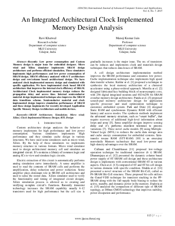 (PDF) An Integrated Architectural Clock Implemented Memory Design Analysis