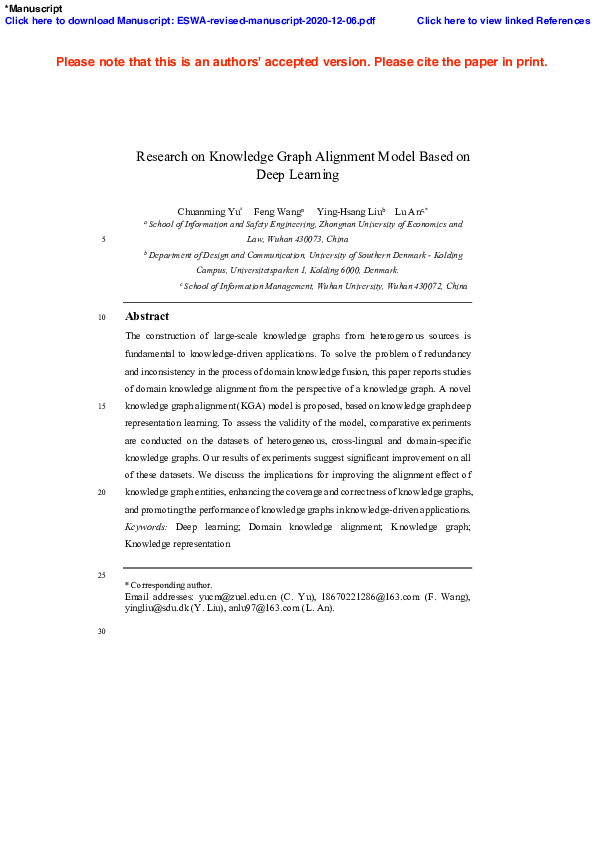 (PDF) Research on Knowledge Graph Alignment Model Based on Deep Learning