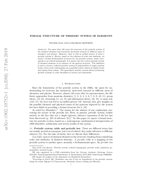 (PDF) Formal structure of periodic system of elements