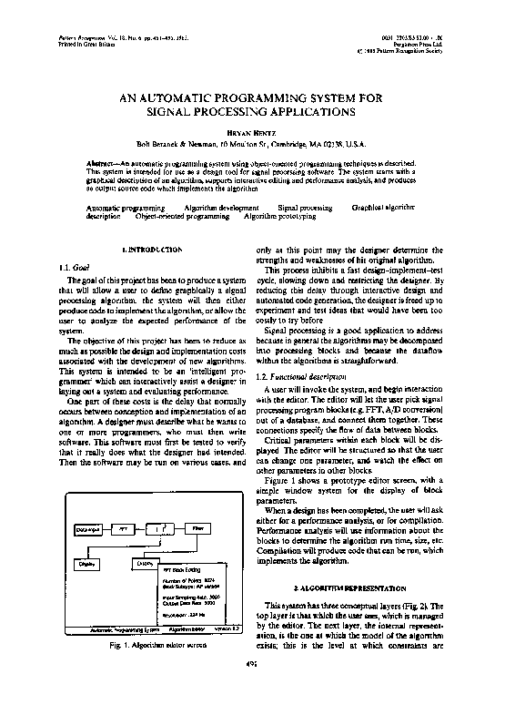 (PDF) Automated Signal Processing Programming System
