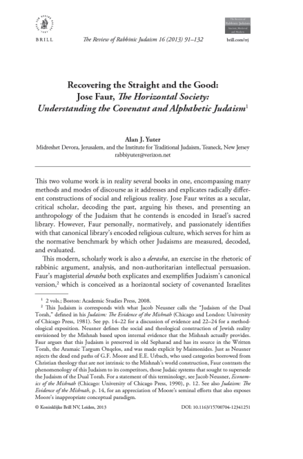 (PDF) Alan J. Yuter, “Recovering the Straight and the Good – Review of ...