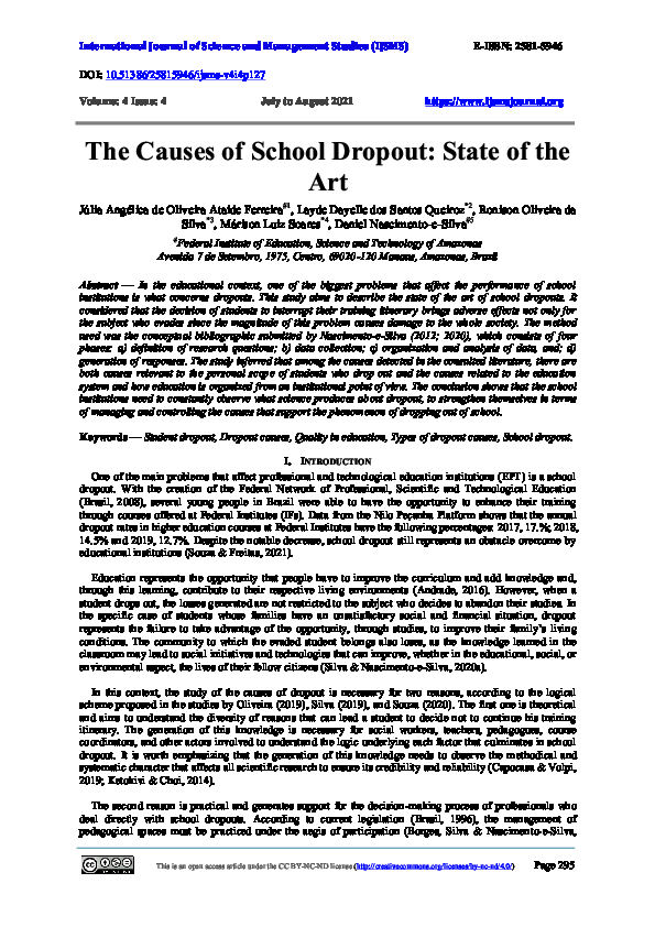 (PDF) The Causes of School Dropout State of the Art