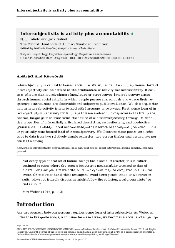 (PDF) Intersubjectivity is activity plus accountability