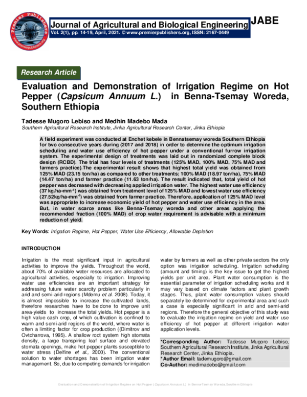 (PDF) Tadesse and Medhin