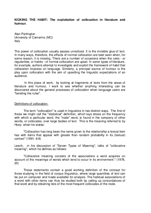 (PDF) 'Kicking the Habit': The exploitation of collocation in ...