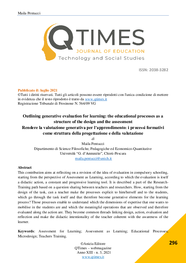 (PDF) Outlining generative evaluation for learning: the educational ...