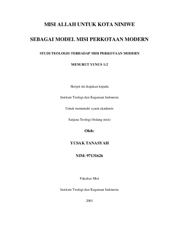 (PDF) Misi Tuhan dan Kitab Yunus