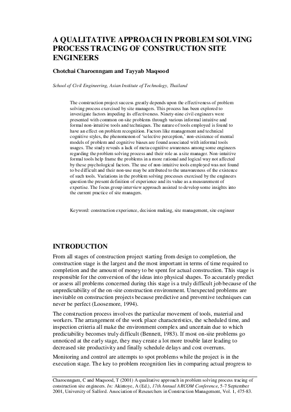 (PDF) A qualitative approach in problem solving process tracing of ...