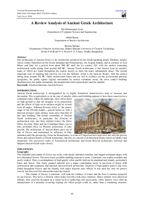 (PDF) A Review Analysis of Ancient Greek Architecture