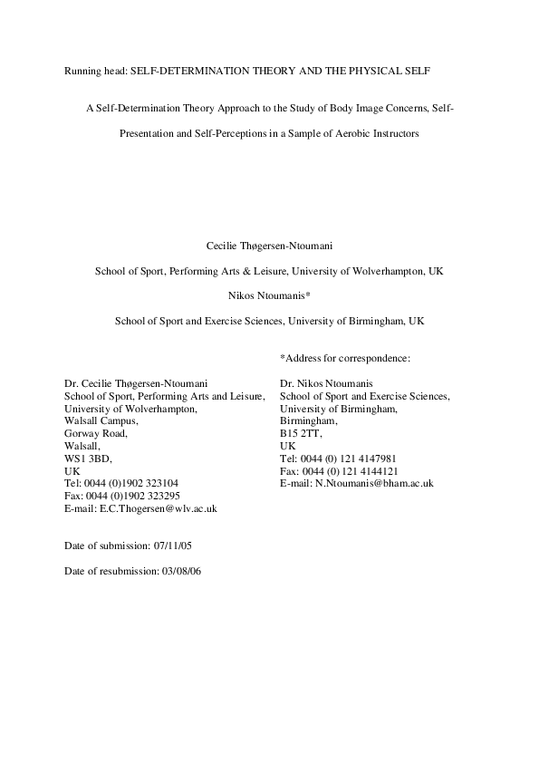 (PDF) A self-determination theory approach to the study of body image ...