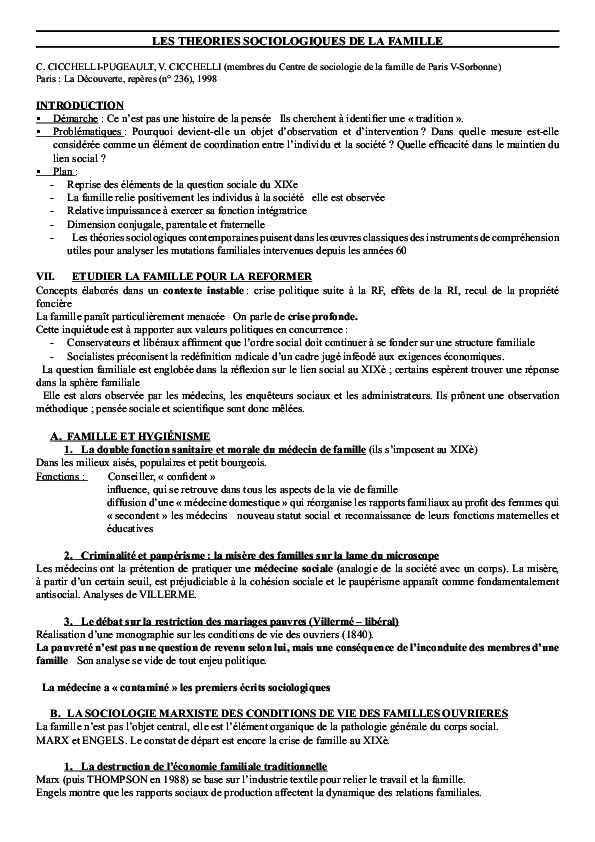 (PDF) Les théories sociologiques de la famille