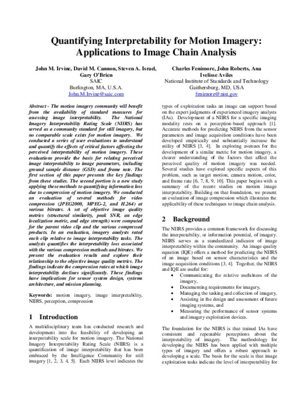 (PDF) Quantifying interpretability for motion imagery: Applications to ...