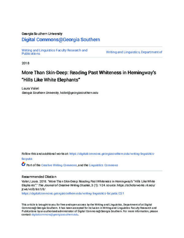 (PDF) More Than Skin-Deep: Reading Past Whiteness in Hemingway's More ...