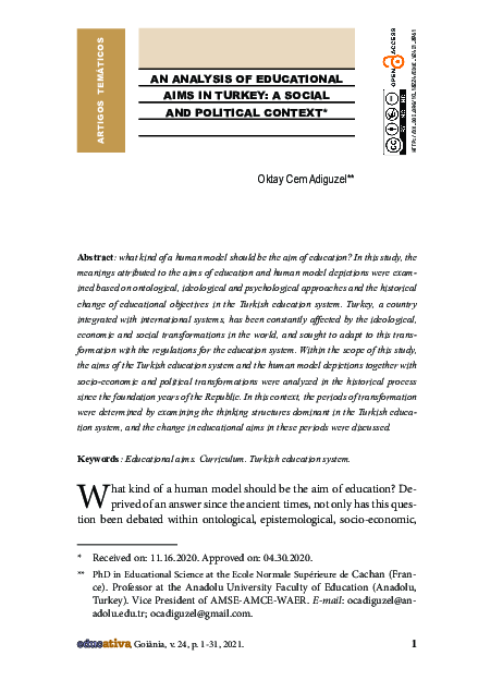 (PDF) An Analysis of Educational Aims in Turkey: A Social and Political ...