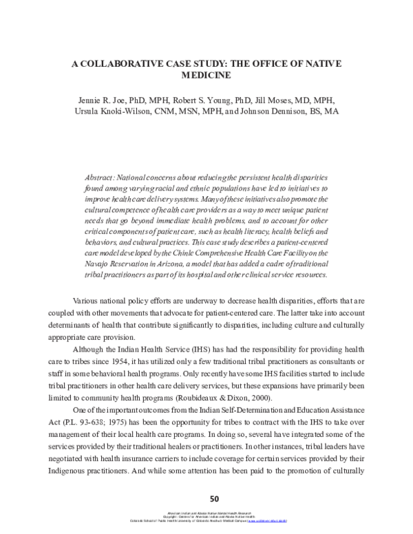 (PDF) A collaborative case study: The Office of Native Medicine