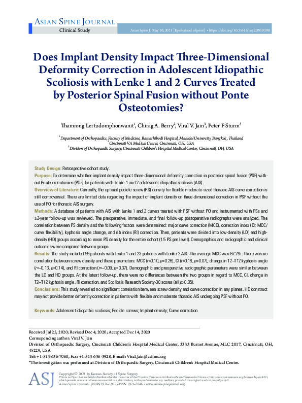 (PDF) Surgical Outcomes of a New Technique Using a Convex Rod Rotation ...