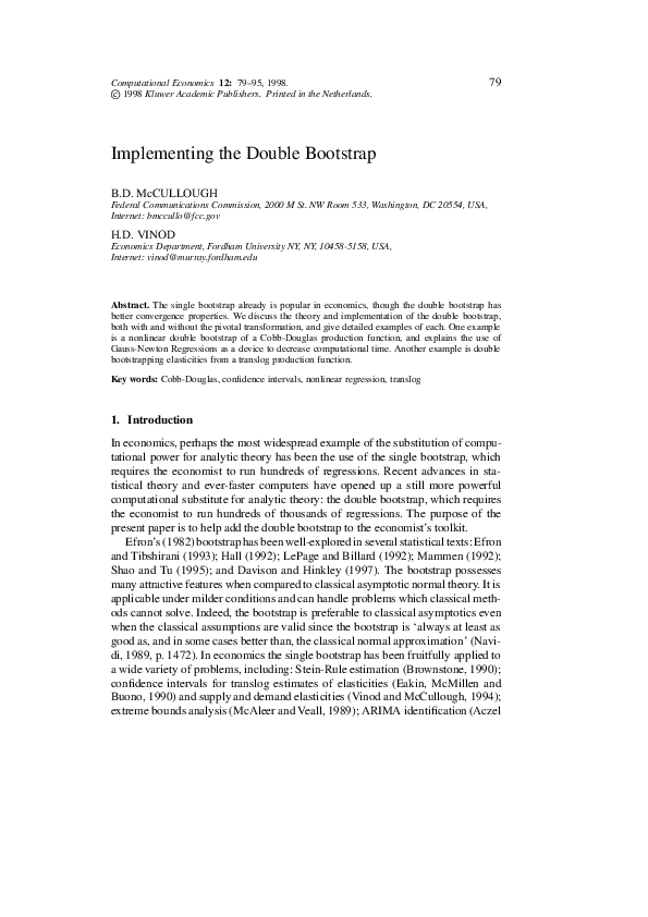 (PDF) Implementing the double bootstrap
