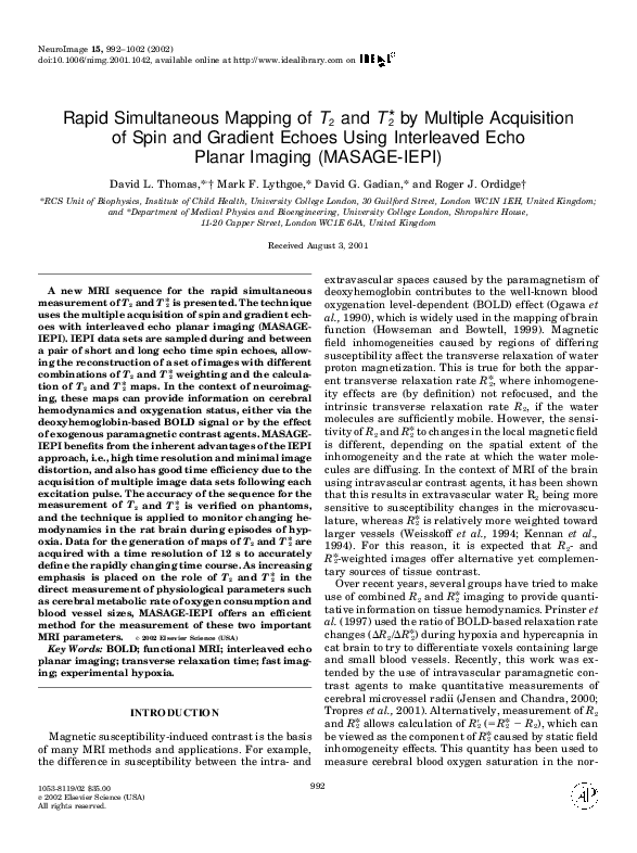 (PDF) Rapid Simultaneous Mapping of T2 and T2 by Multiple Acquisition of Spin and Gradient ...