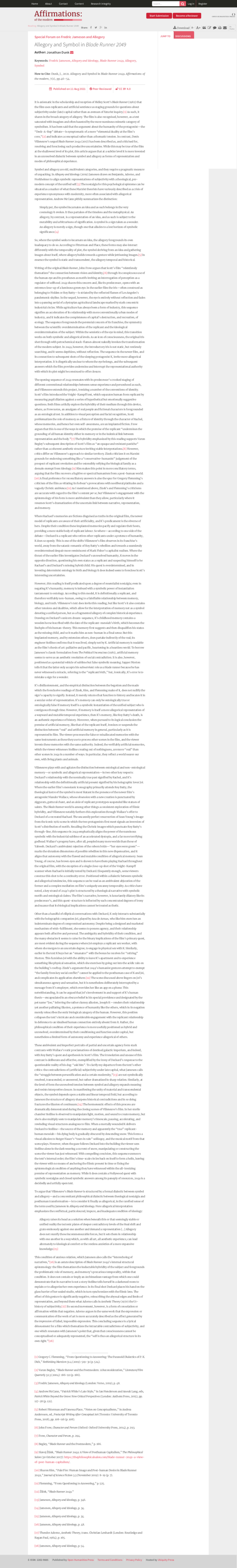 (PDF) Allegory and Symbol in Blade Runner 2049
