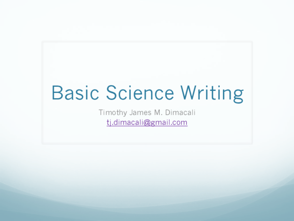 (PDF) Introduction to Basic Science Writing - NSPC 2021