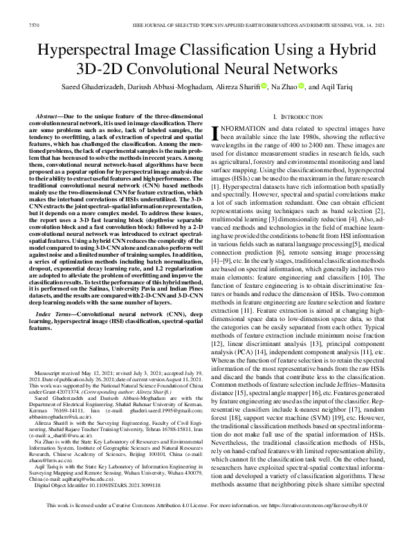 (PDF) Hyperspectral Image Classification Using a Hybrid 3D-2D Convolutional Neural Networks