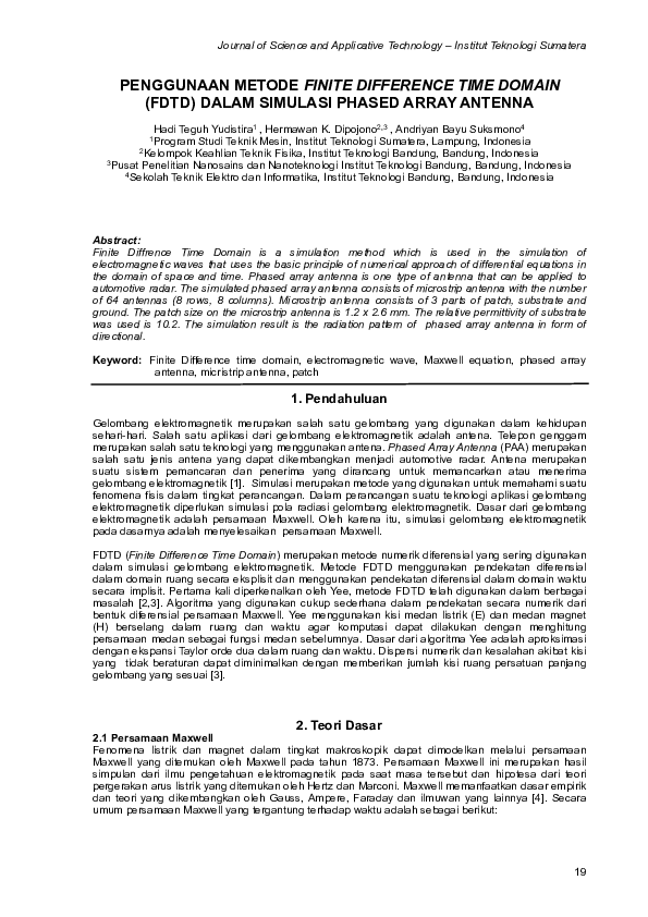 Pdf Penggunaan Metode Finite Difference Time Domain Fdtd Dalam