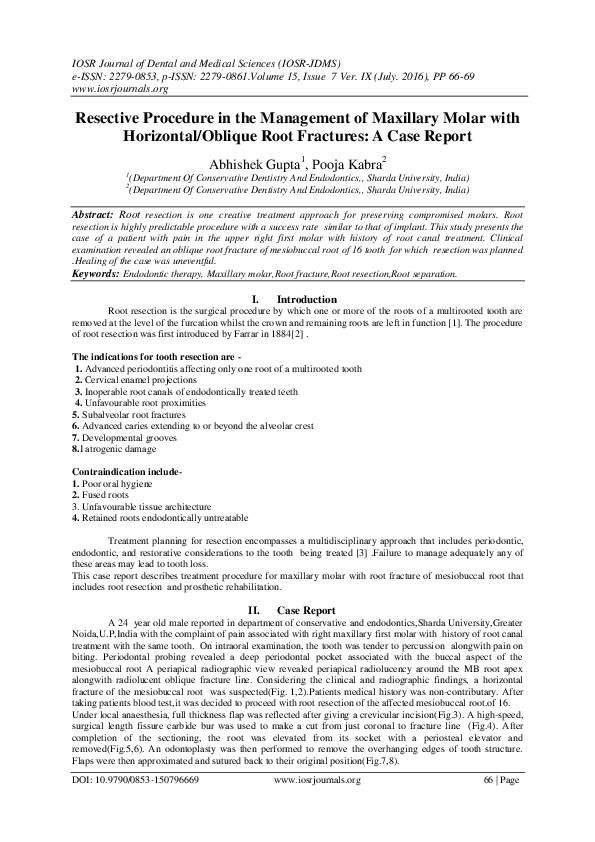 (PDF) Resective Procedure in the Management of Maxillary Molar with ...