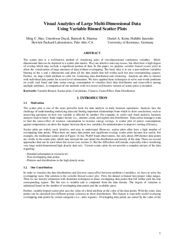 Pdf Visual Analytics Of Large Multidimensional Data Using Variable