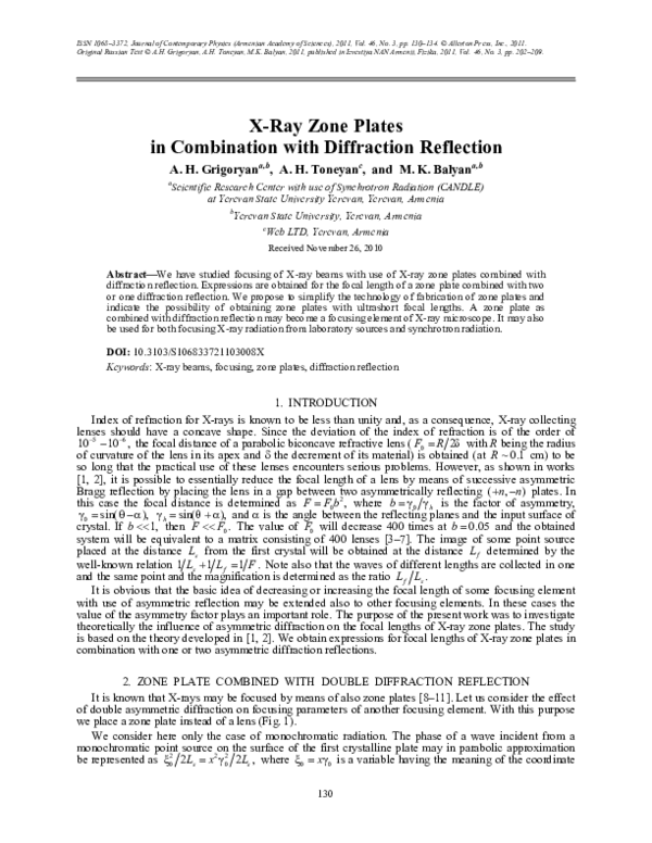 (PDF) X-ray zone plates in combination with diffraction reflection ...