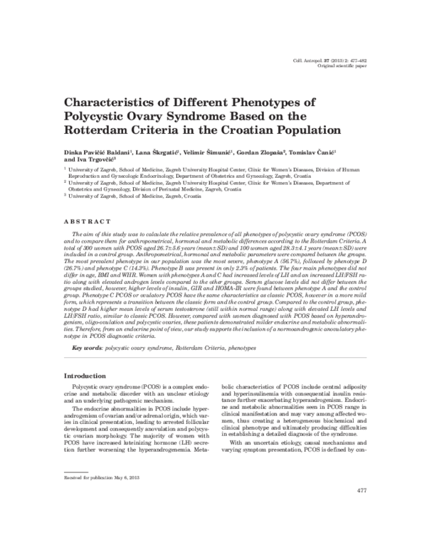 (PDF) Characteristics of different phenotypes of polycystic ovary ...