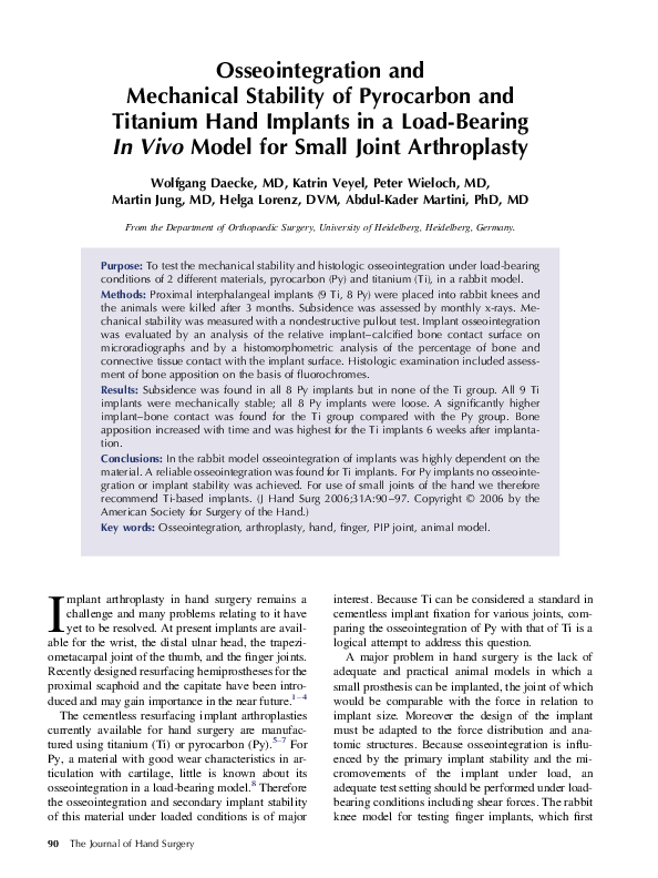 (PDF) Osseointegration and Mechanical Stability of Pyrocarbon and ...