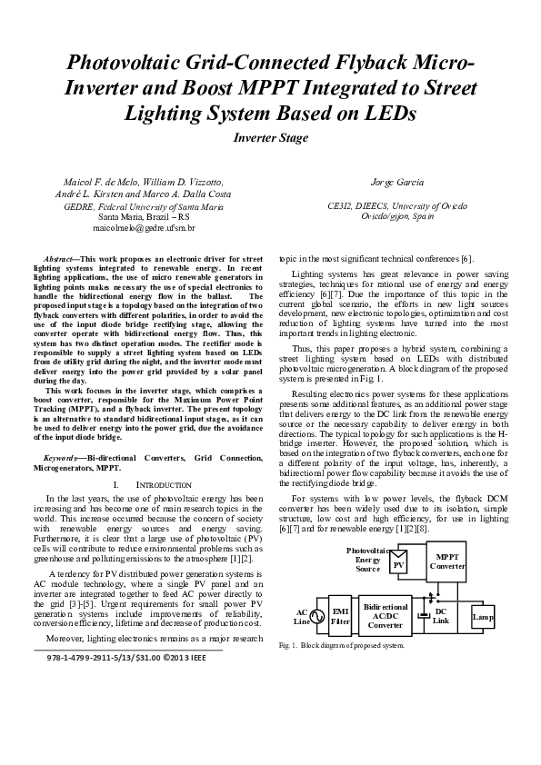(PDF) Photovoltaic grid-connected flyback micro-inverter and boost MPPT ...