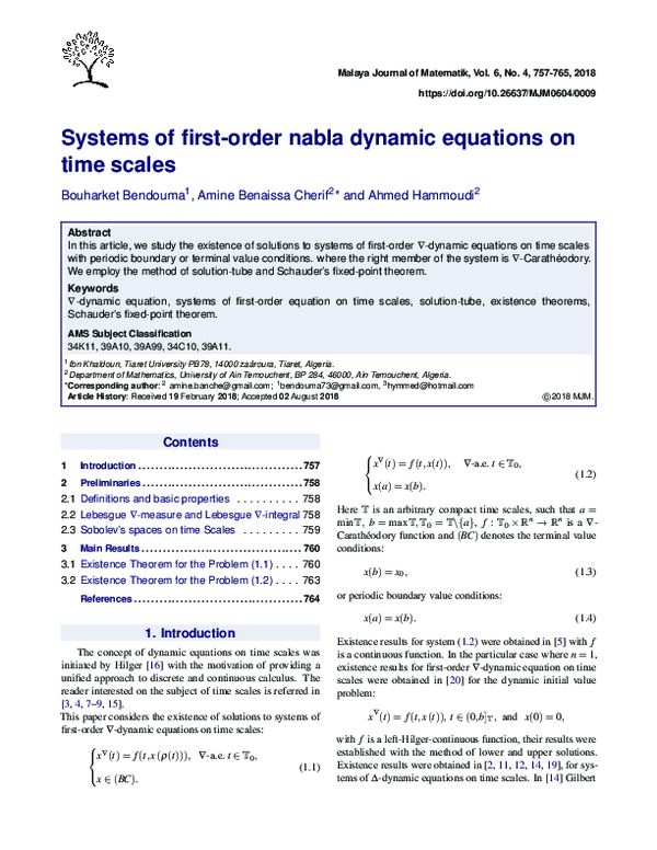 Pdf Systems Of First Order Nabla Dynamic Equations On Time Scales