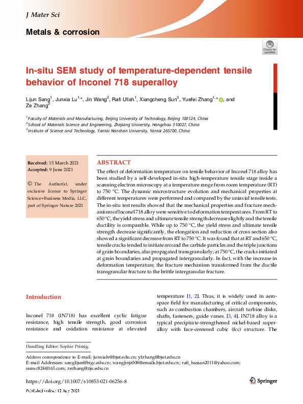 (PDF) In-situ SEM study of temperature-dependent tensile behavior of ...