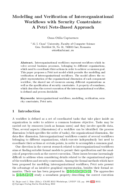 (PDF) Modelling and verification of interorganizational workflows with security constraints: A ...