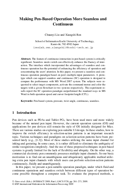 (PDF) Making Pen-Based Operation More Seamless and Continuous
