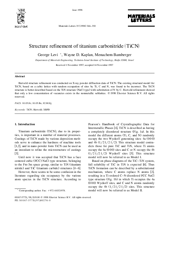 (PDF) Structure refinement of titanium carbonitride (TiCN)