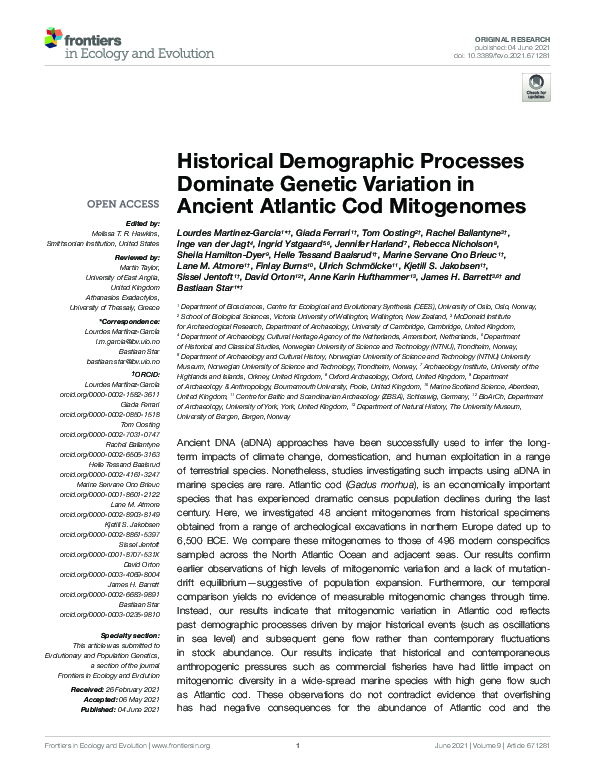 Historical Demographic Processes Dominate Genetic Variation in Ancient ...
