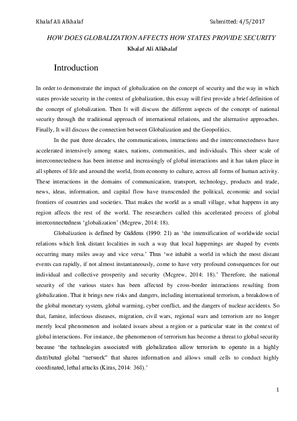 (PDF) HOW DOES GLOBALIZATION AFFECTS HOW STATES PROVIDE SECURITY