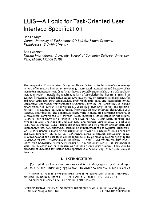 (PDF) LUIS—A logic for task-oriented user interface specification