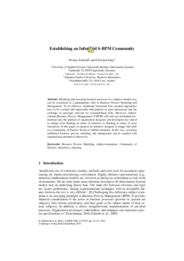 (PDF) Establishing an Informed S-BPM Community