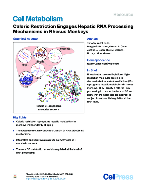 (PDF) Caloric Restriction Engages Hepatic RNA Processing Mechanisms in ...