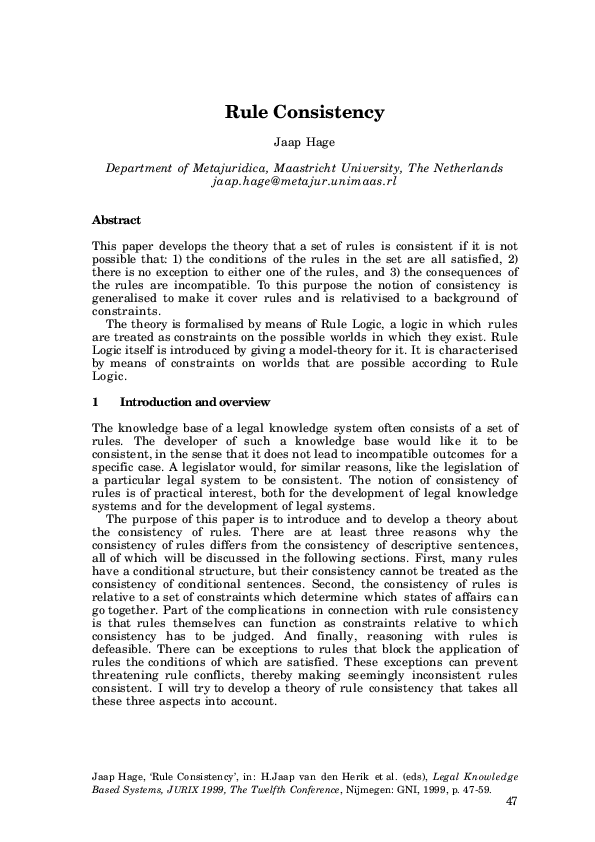 (PDF) Rule Consistency