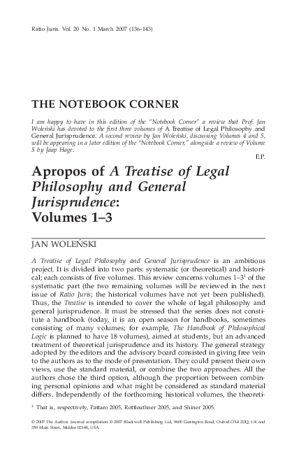 (PDF) Apropos of A Treatise of Legal Philosophy and General Jurisprudence: Volumes 1?3