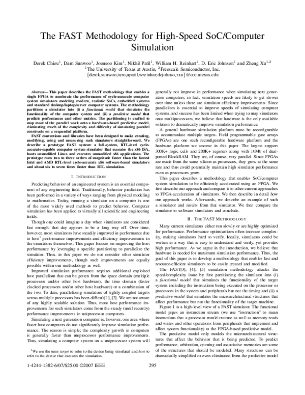 Pdf The Fast Methodology For High Speed Soc Computer Simulation Drx Nikhil Patil