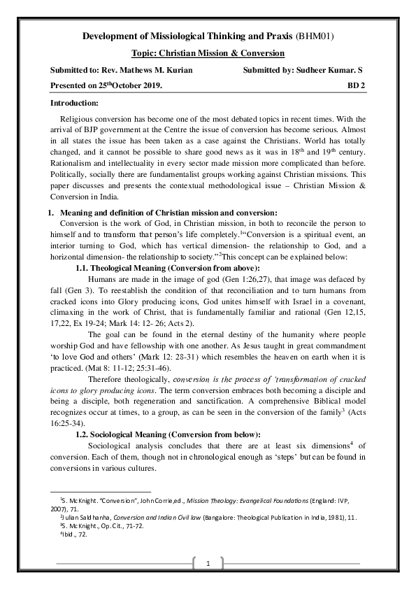 (PDF) Development of Missiological Thinking and Praxis (BHM01